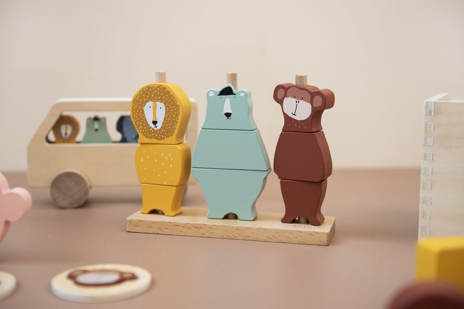 Trixie Baby Dřevěné stohovací puzzle zvířátka - Trixie Baby - Motorické ...