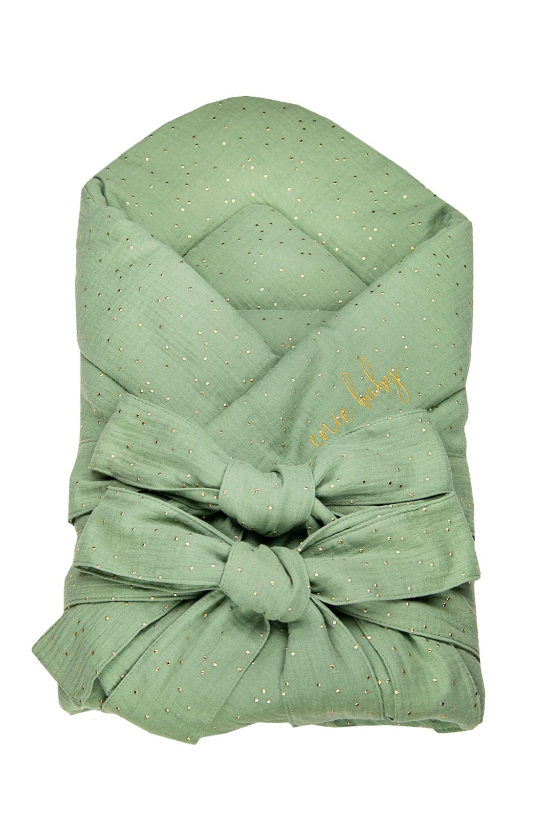 enie baby Mušelínová zavinovačka 80x80cm khaki se zlatými puntíky ...