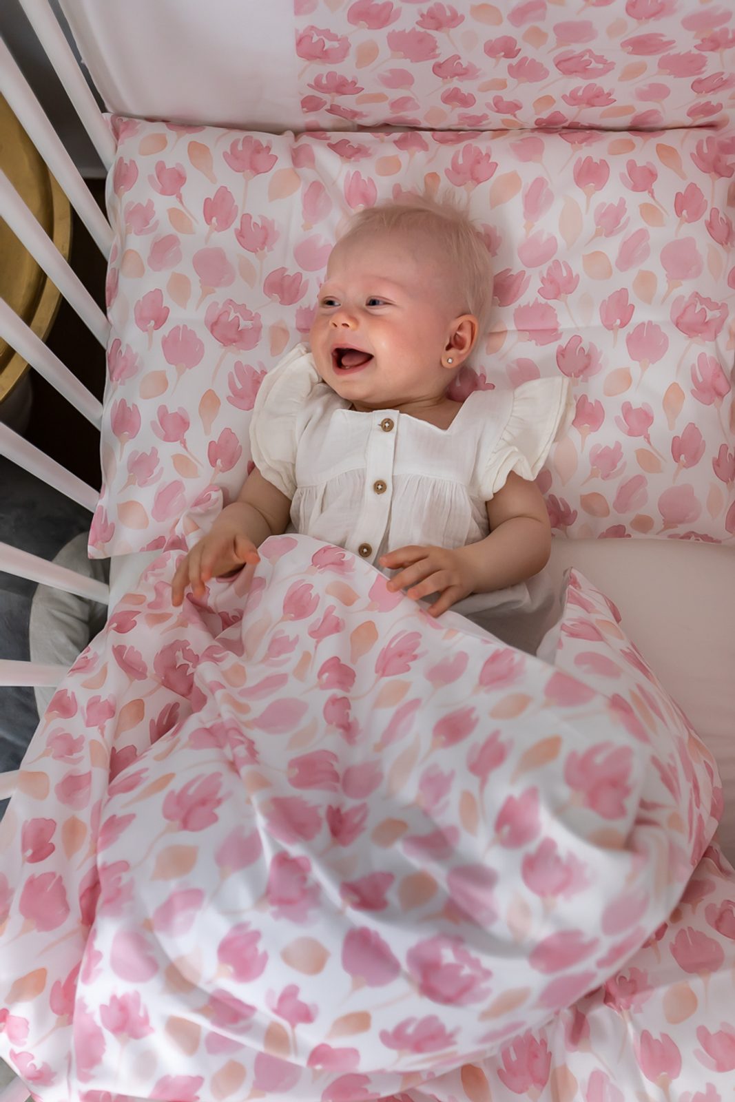 enie baby Mantinel SATINE pink leaves - enie baby - Mantinely - Malvík.cz