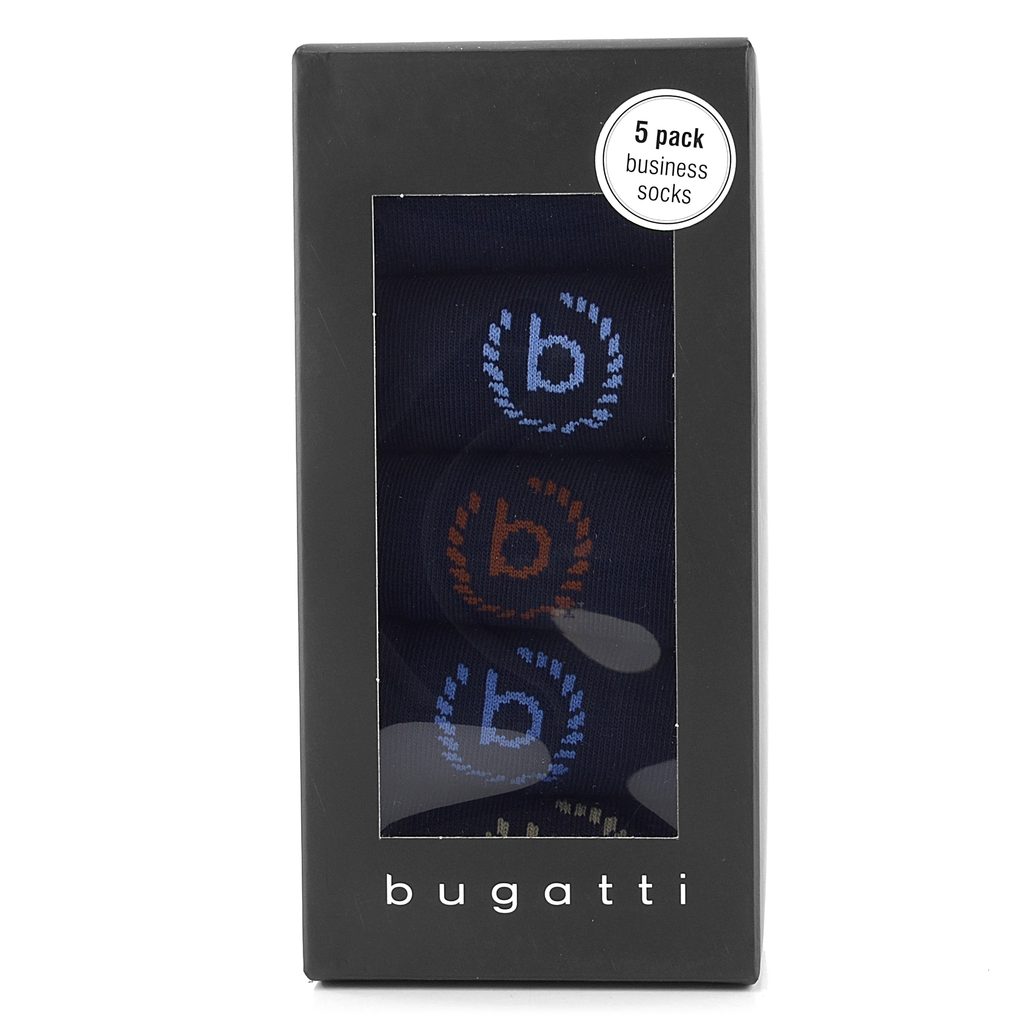 Bugatti hladké ponožky modré 5 pack business socks 6260X - Bugatti ...