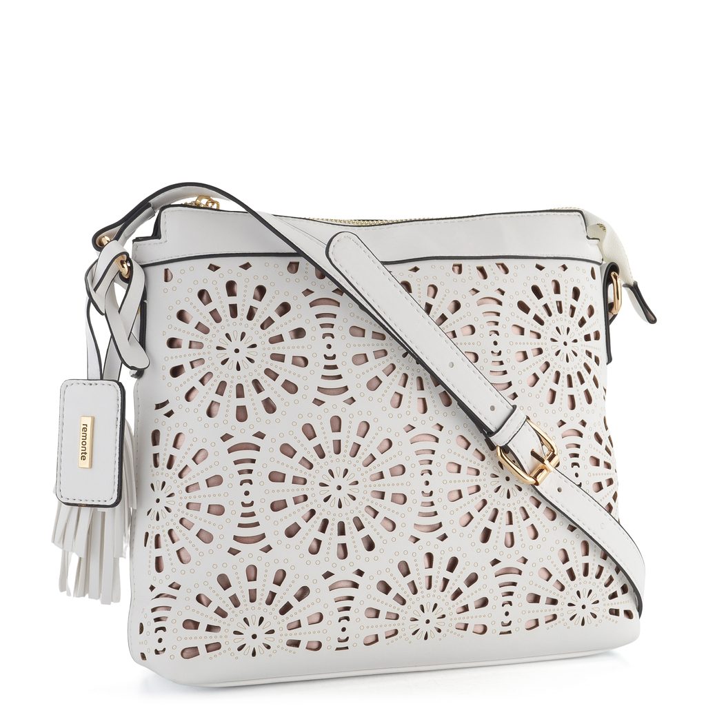 Remonte bílá prořezávaná crossbody kabelka Q0630-80 - Remonte ...
