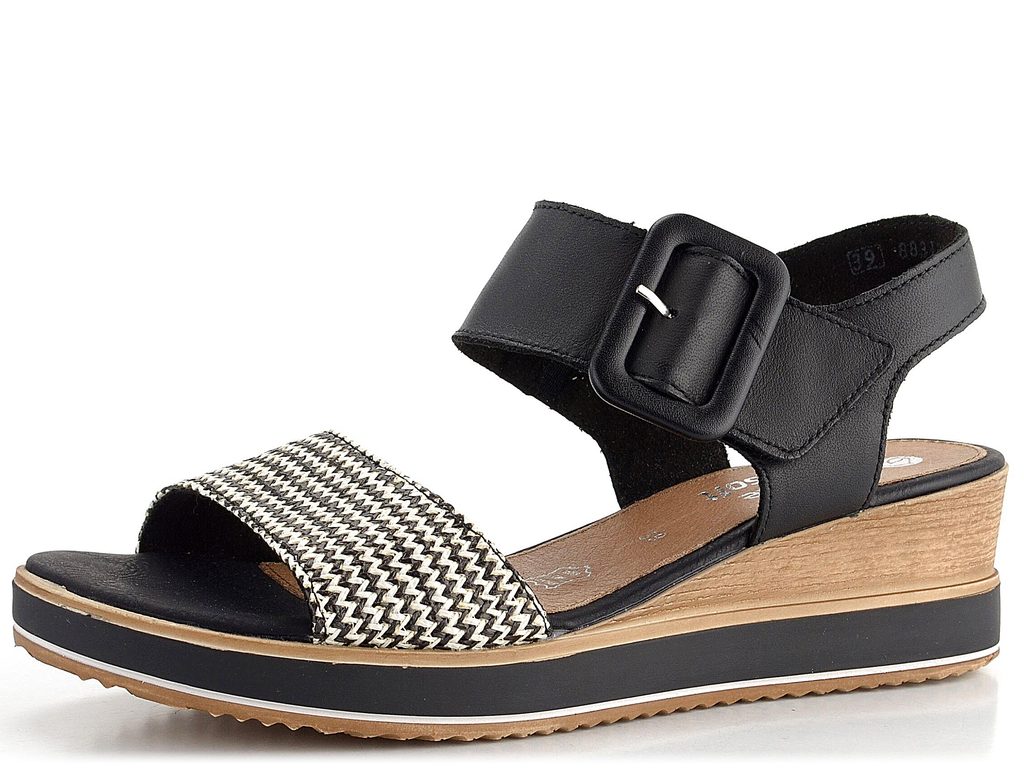 Remonte sandále na kline vzorované čierno-biele D6453-01 - Remonte ...
