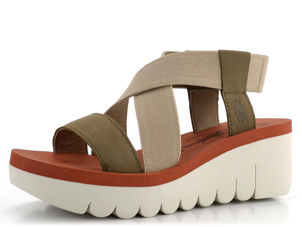 Fly London pásikové sandále na kline béžové Yabi P144922011 - Fly ...