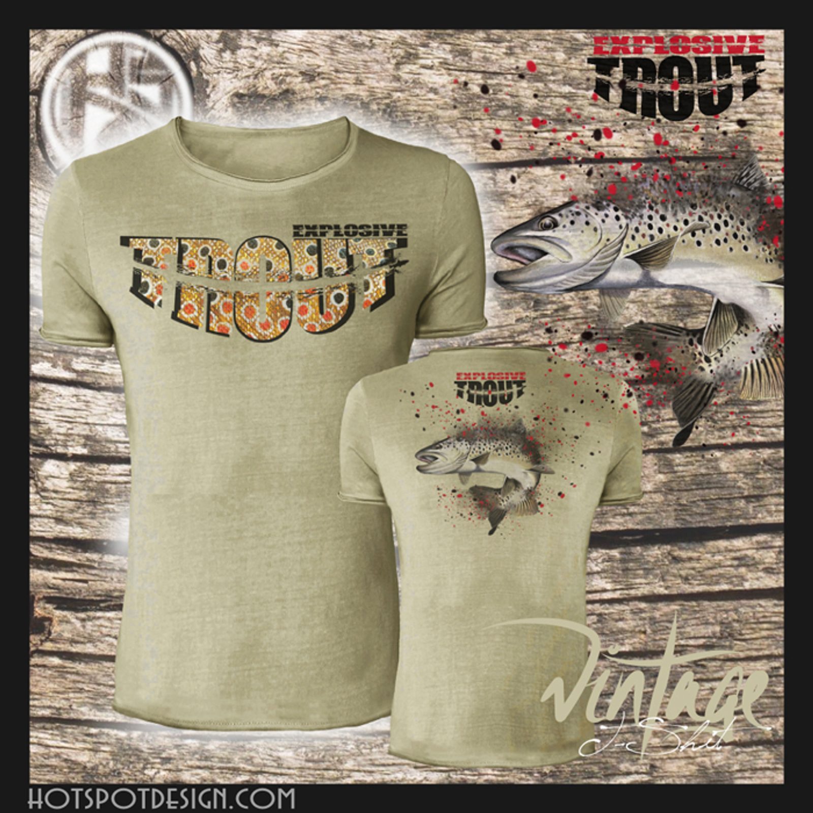 Hotspot Design Tričko Vintage Explosive Trout | Chyť a pusť