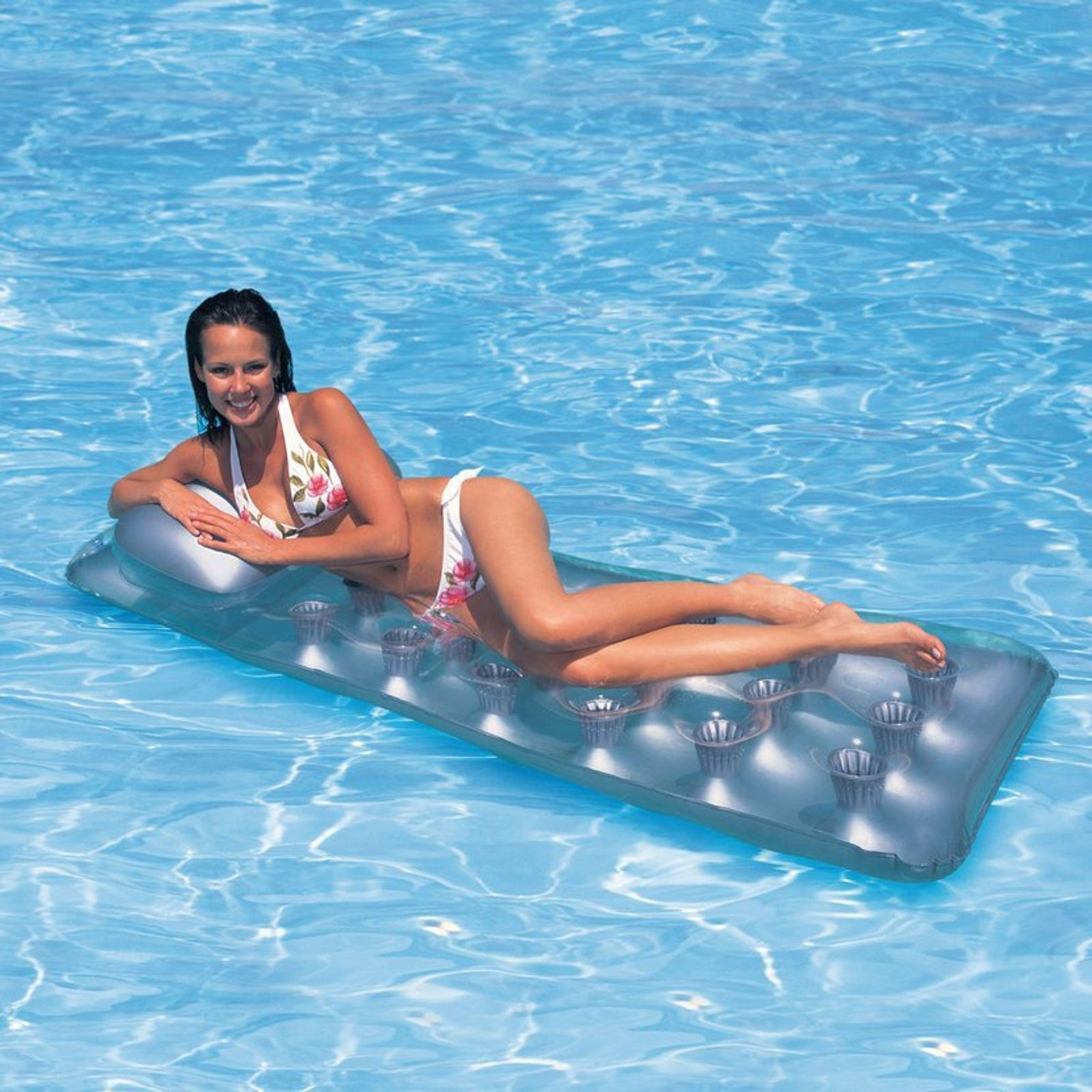 Lehátko nafukovací matrace na vodu 18 otvorů stříbrné 58894 | Nafukovací lehátka | Mikaton.cz