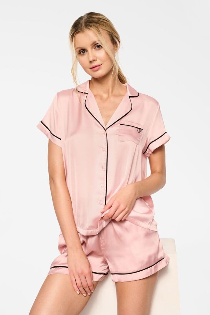 Dámské saténové pyžamo Wings růžové | Esotiq | saténová pyžama | Dámská ...