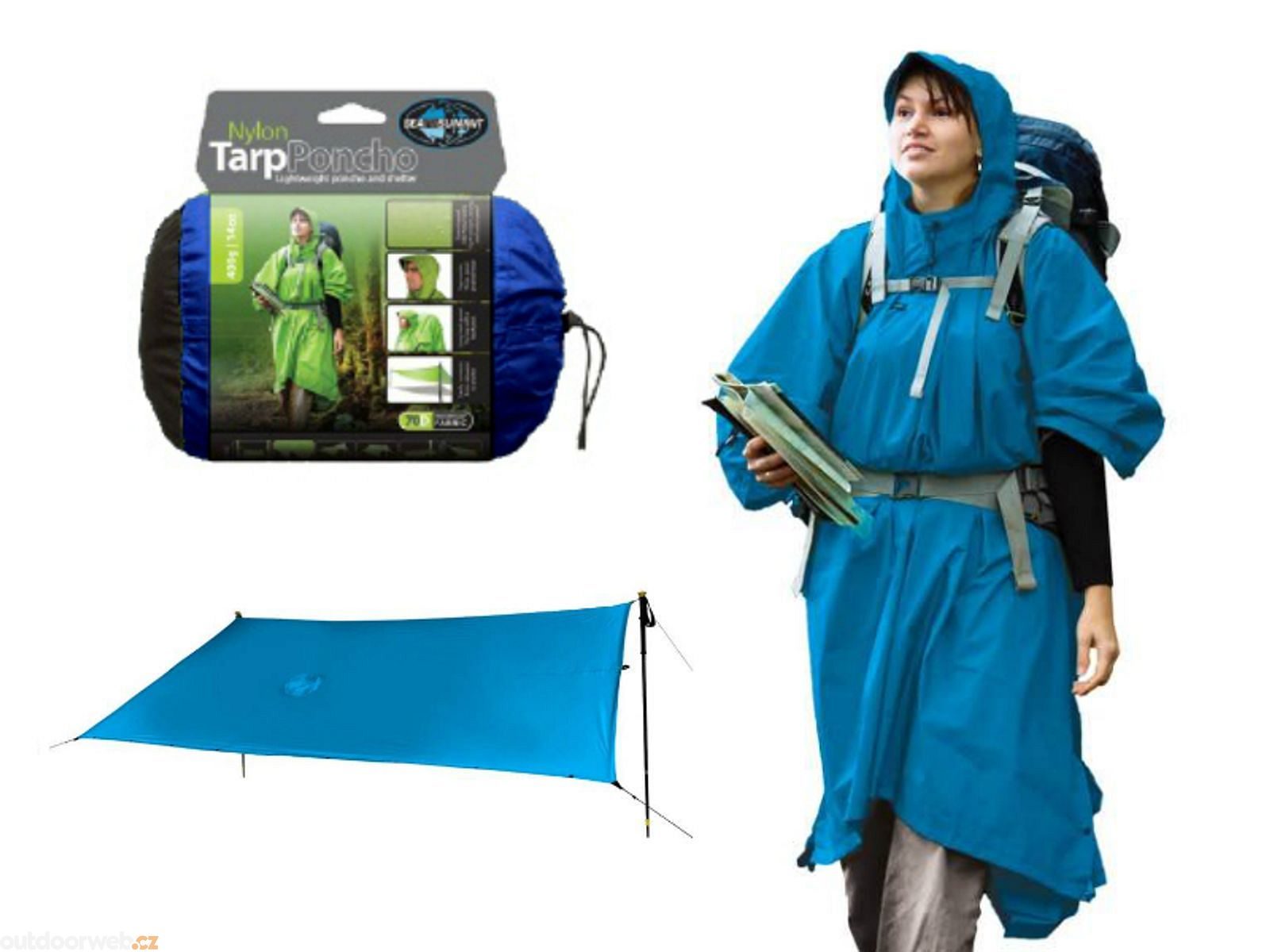 Nylon 70D Tarp Poncho Blue - raincoat poncho - SEA TO SUMMIT - 55,59