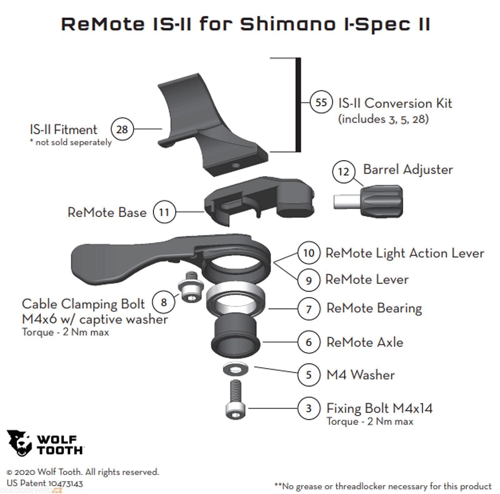 REMOTE IS-II Conversion Kit - Opravný kit pro ovládací páčku - WOLF ...