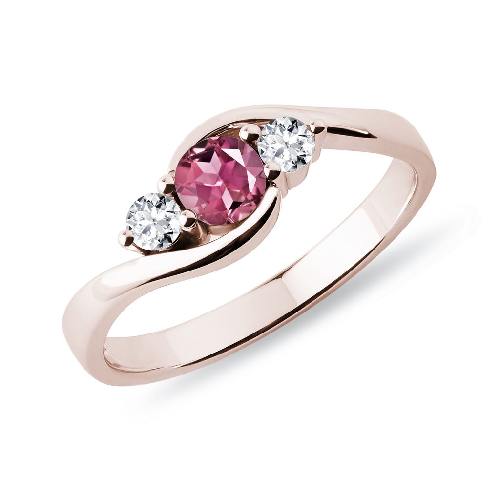 Rose Gold Ring with Tourmaline and Diamonds KLENOTA