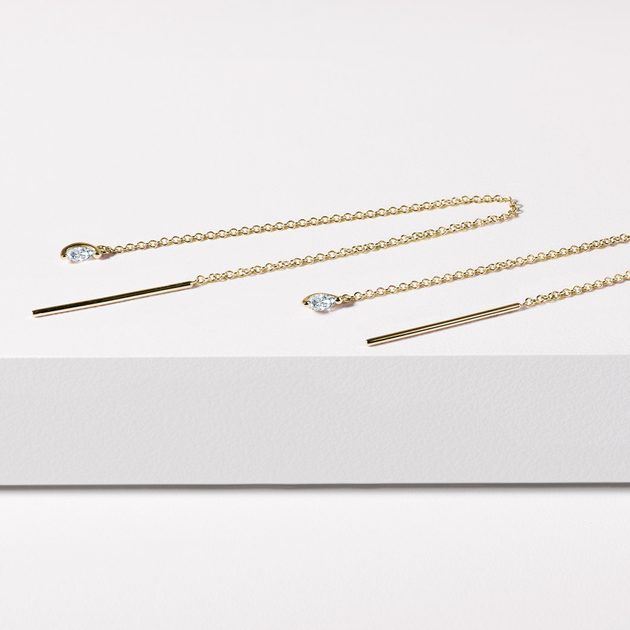 Boucles d'oreilles Chaînette en or et diamant marquise | KLENOTA