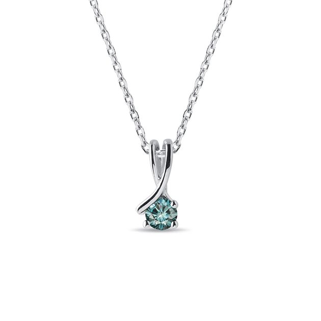 Blue Diamond Ribbon Necklace in White Gold | KLENOTA