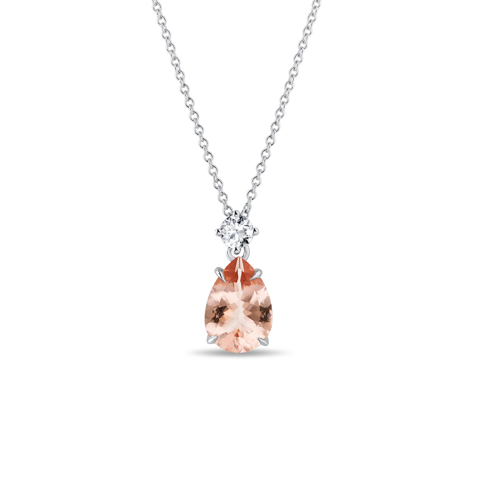Peach Morganite Necklace in White Gold