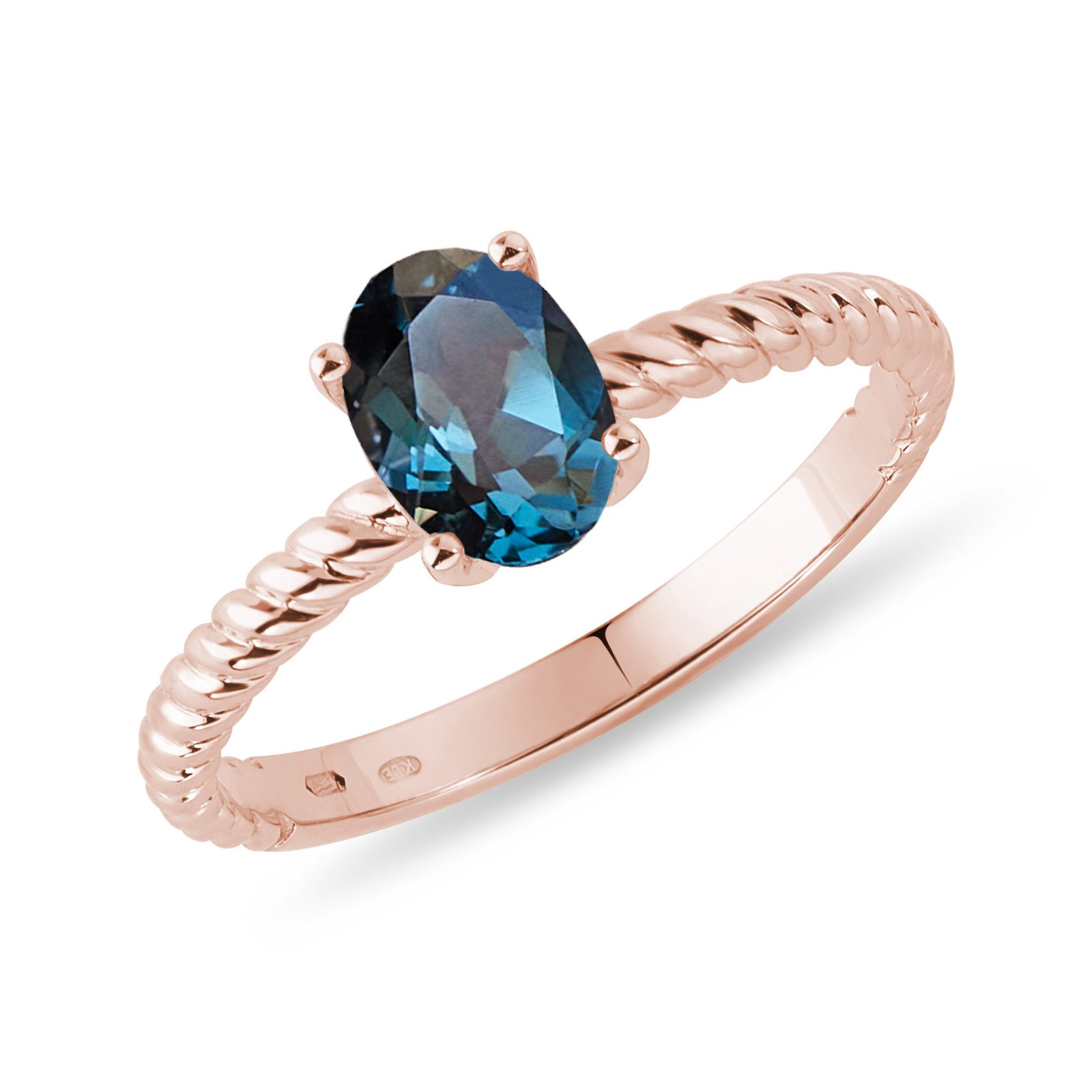 Blue topaz and rose gold ring store