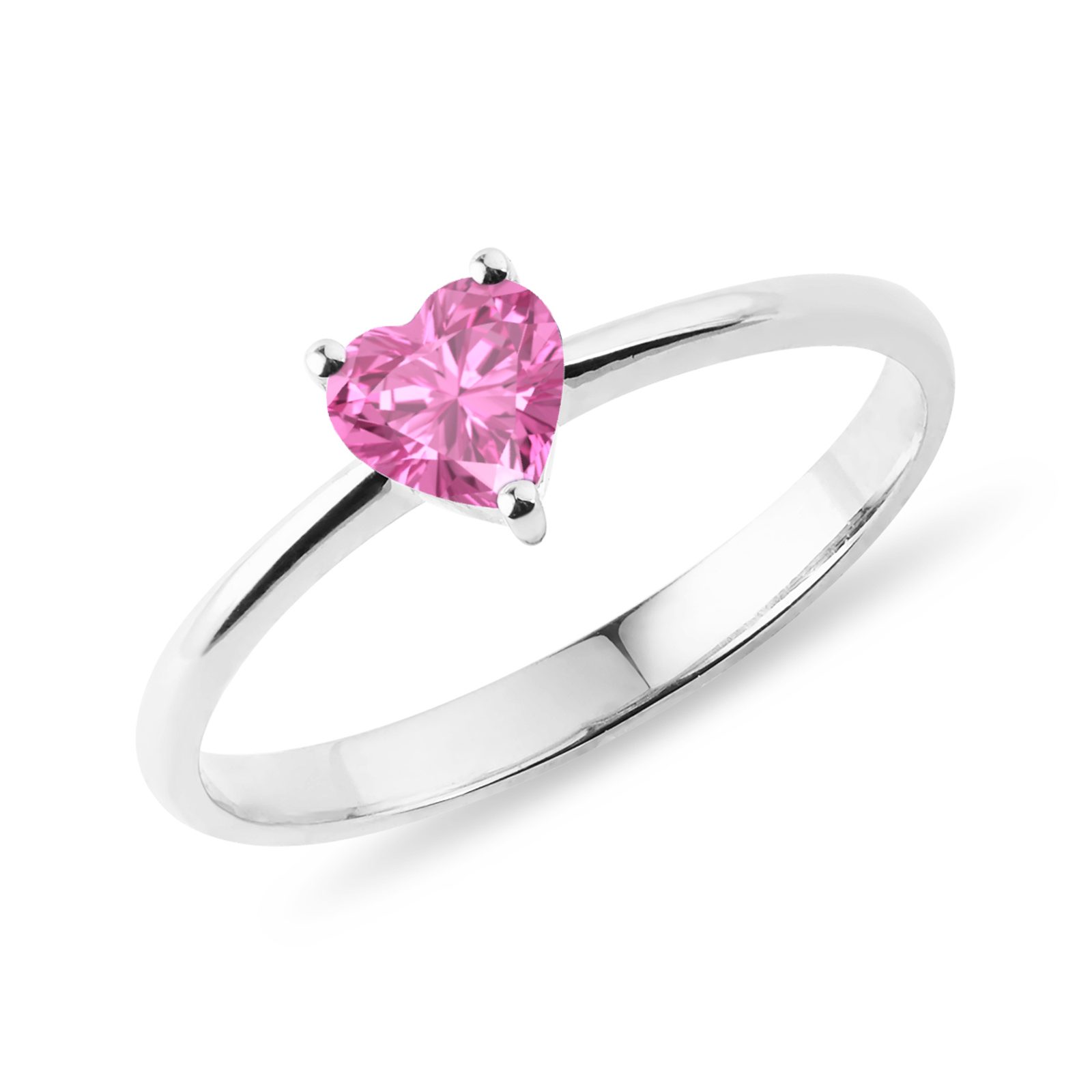 Heart shaped Pink Sapphire Ring in White Gold KLENOTA