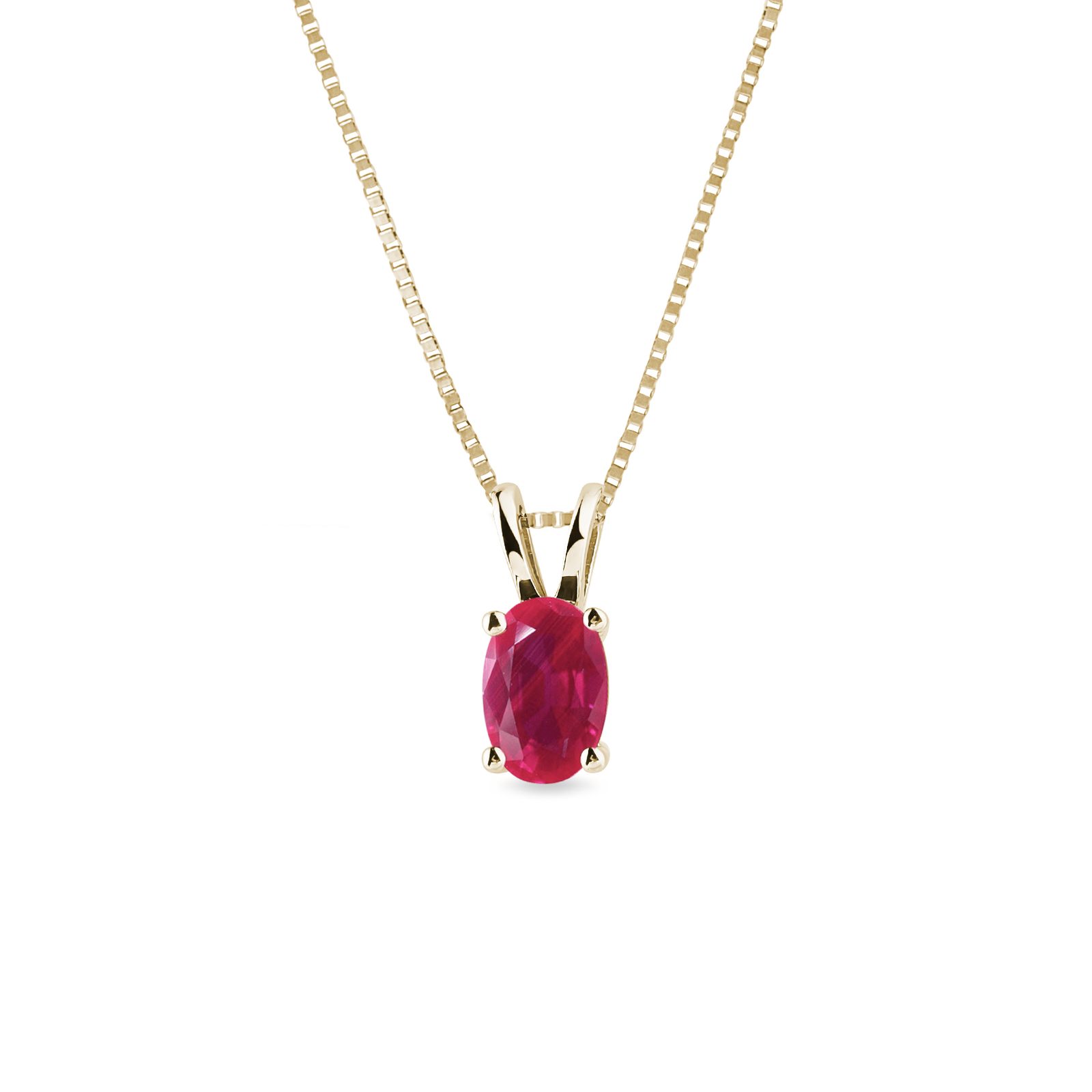 Oval Ruby Necklace in 14K Yellow Gold KLENOTA