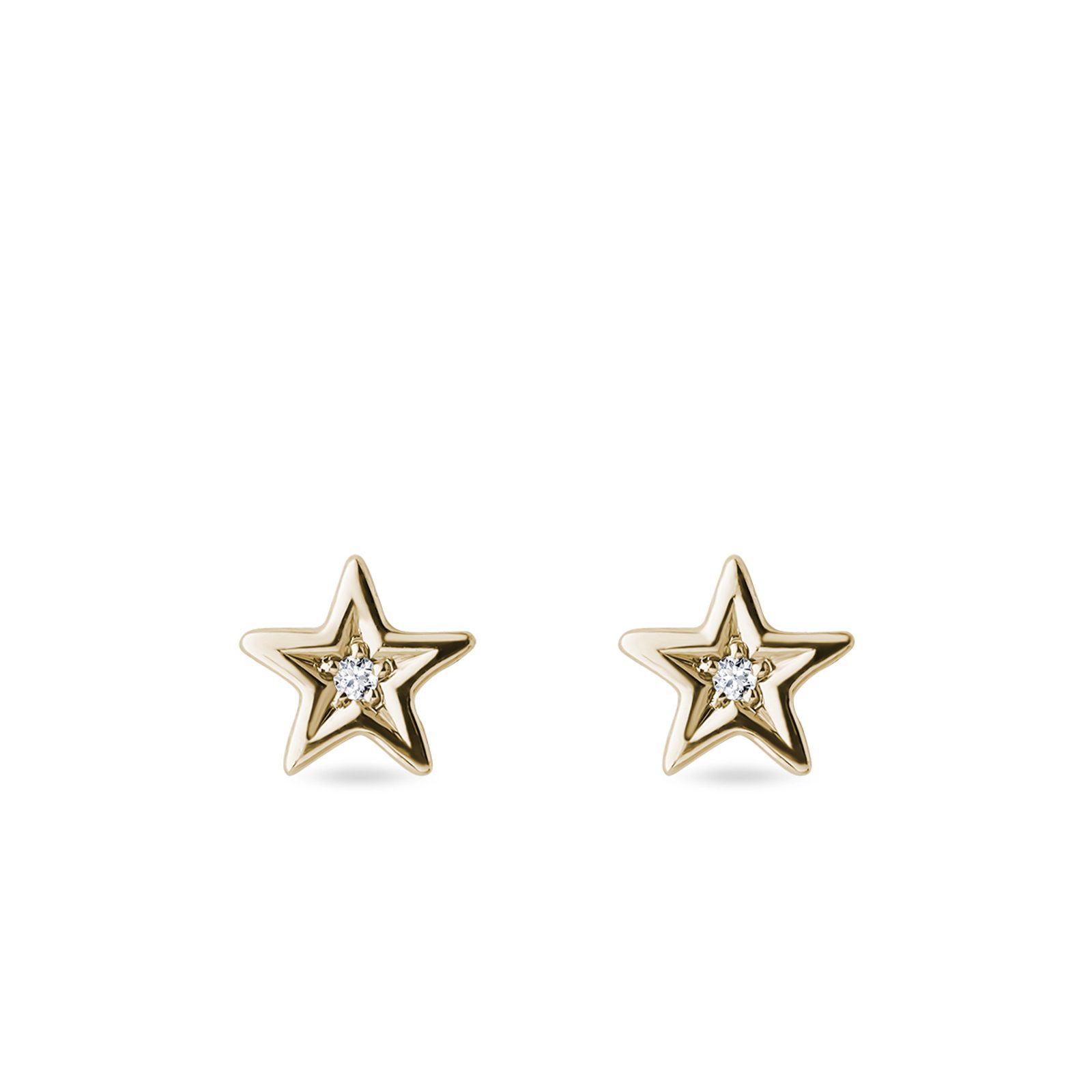 Star shaped Diamond Earrings in Yellow Gold KLENOTA