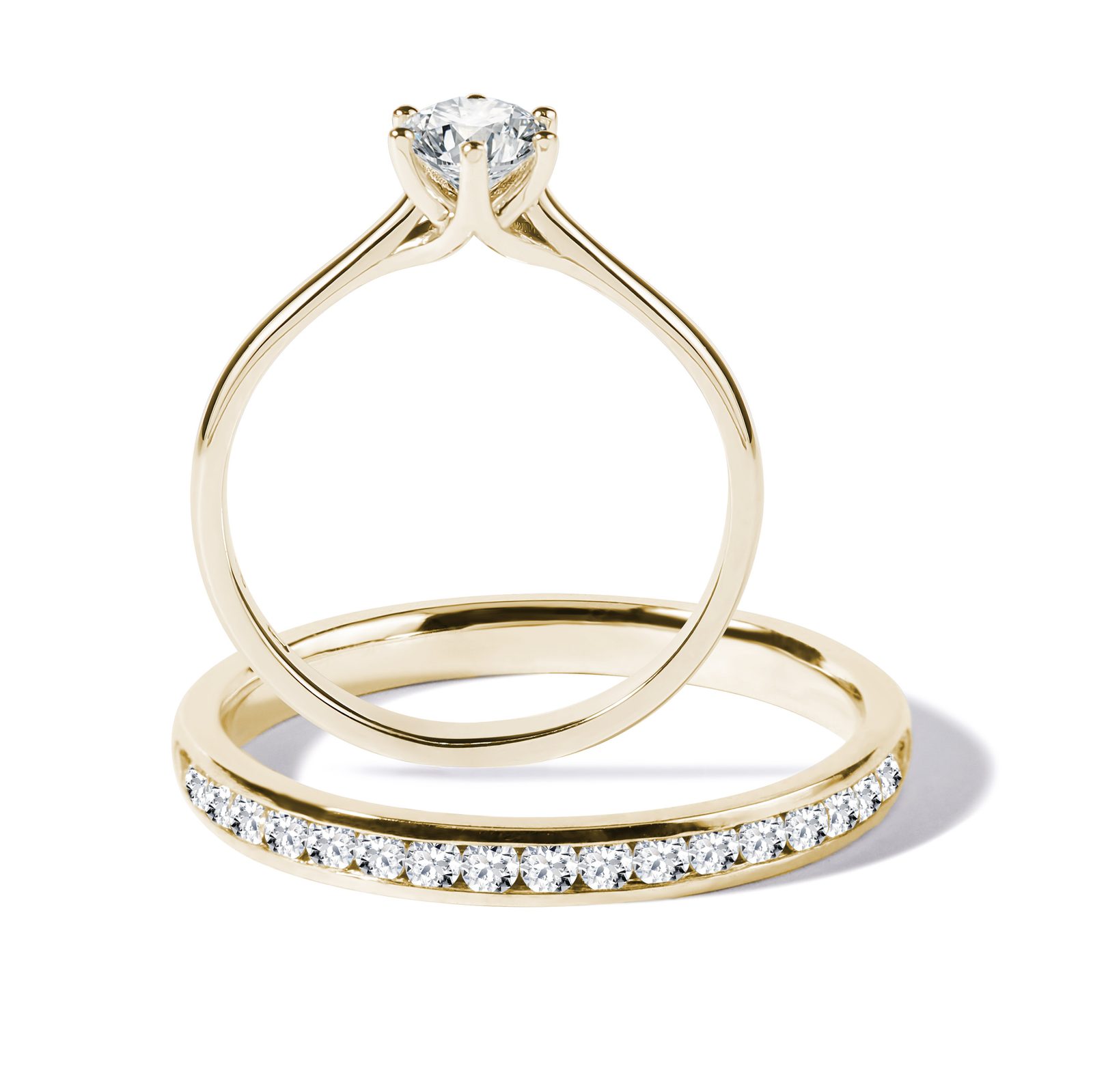 Set of Engagement and Wedding Ring in Gold | KLENOTA