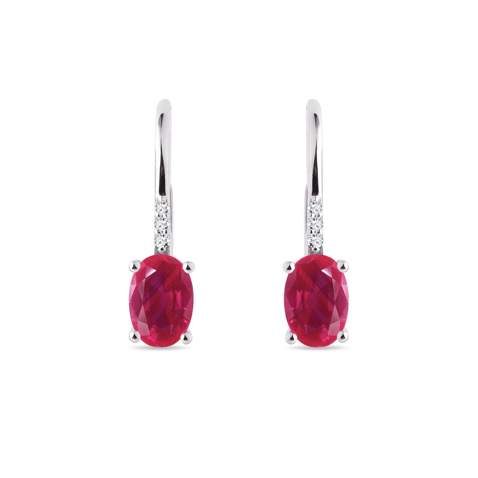 Ruby and Diamond White Gold Drop Earrings KLENOTA