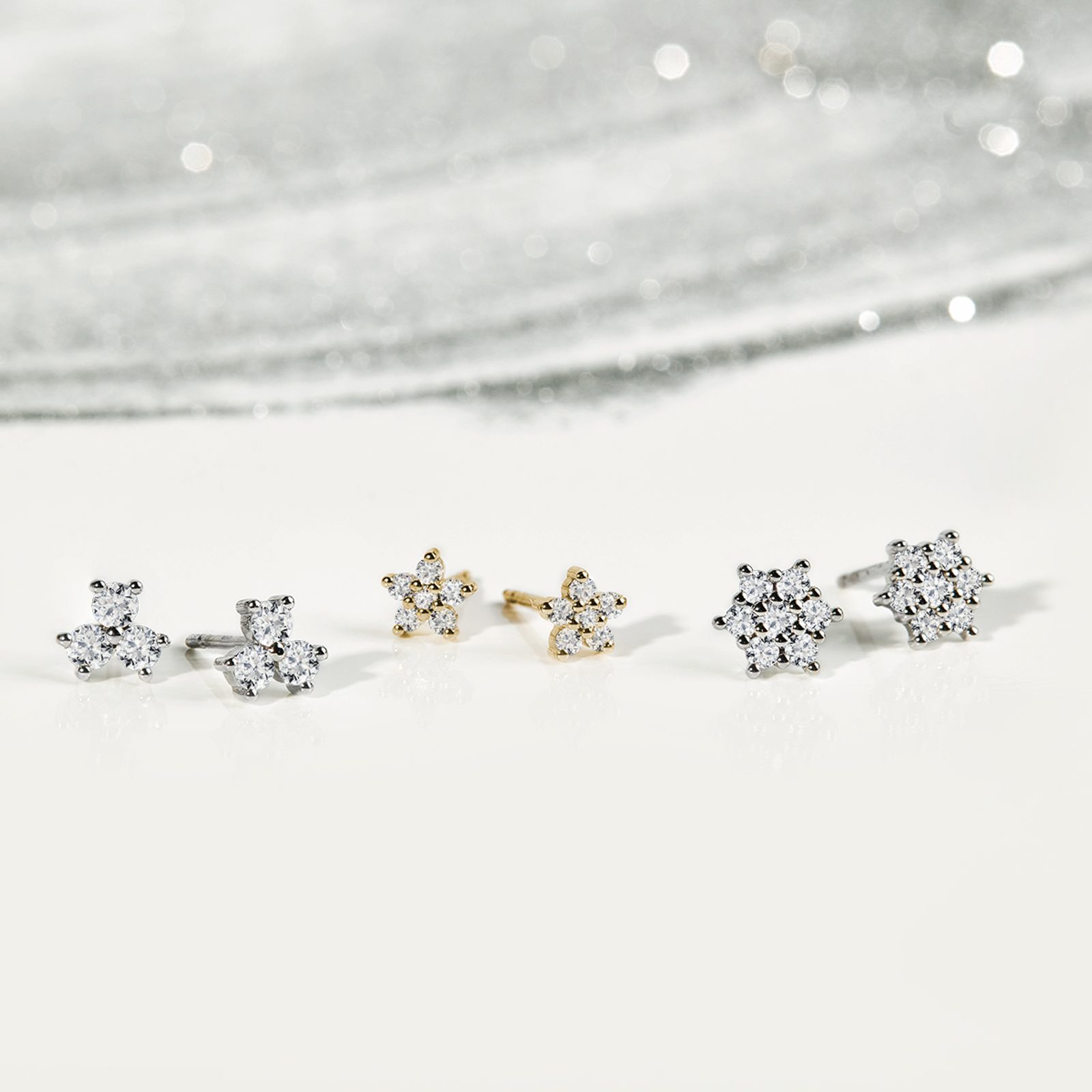 White gold button earrings store