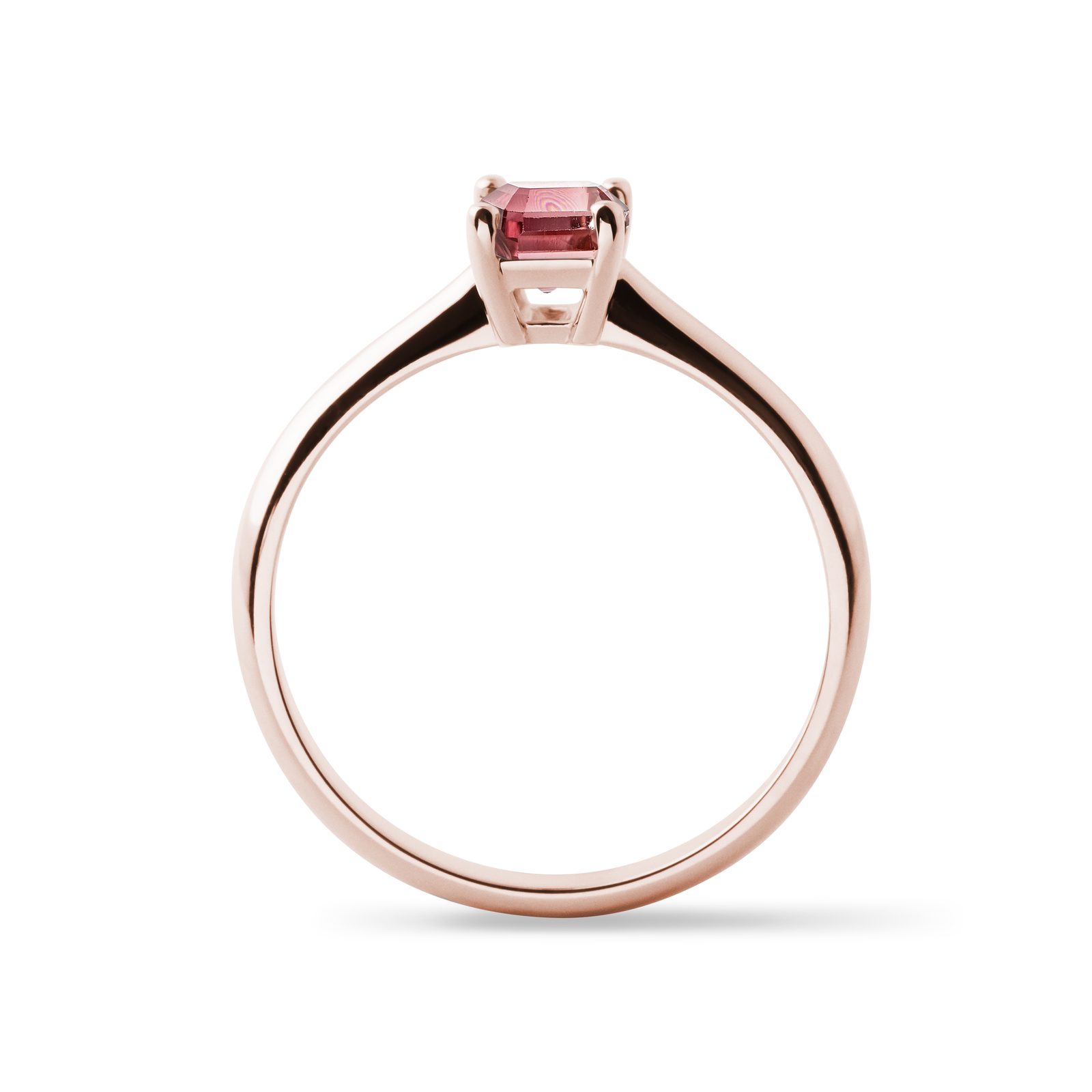 Emerald Cut Pink Tourmaline Ring in Rose Gold | KLENOTA