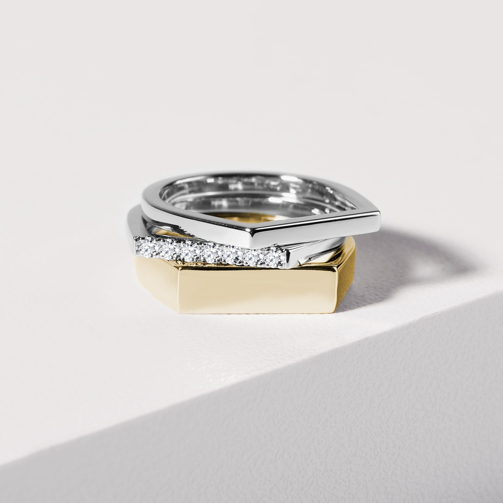 White Gold Flat Top Pinky Ring | KLENOTA