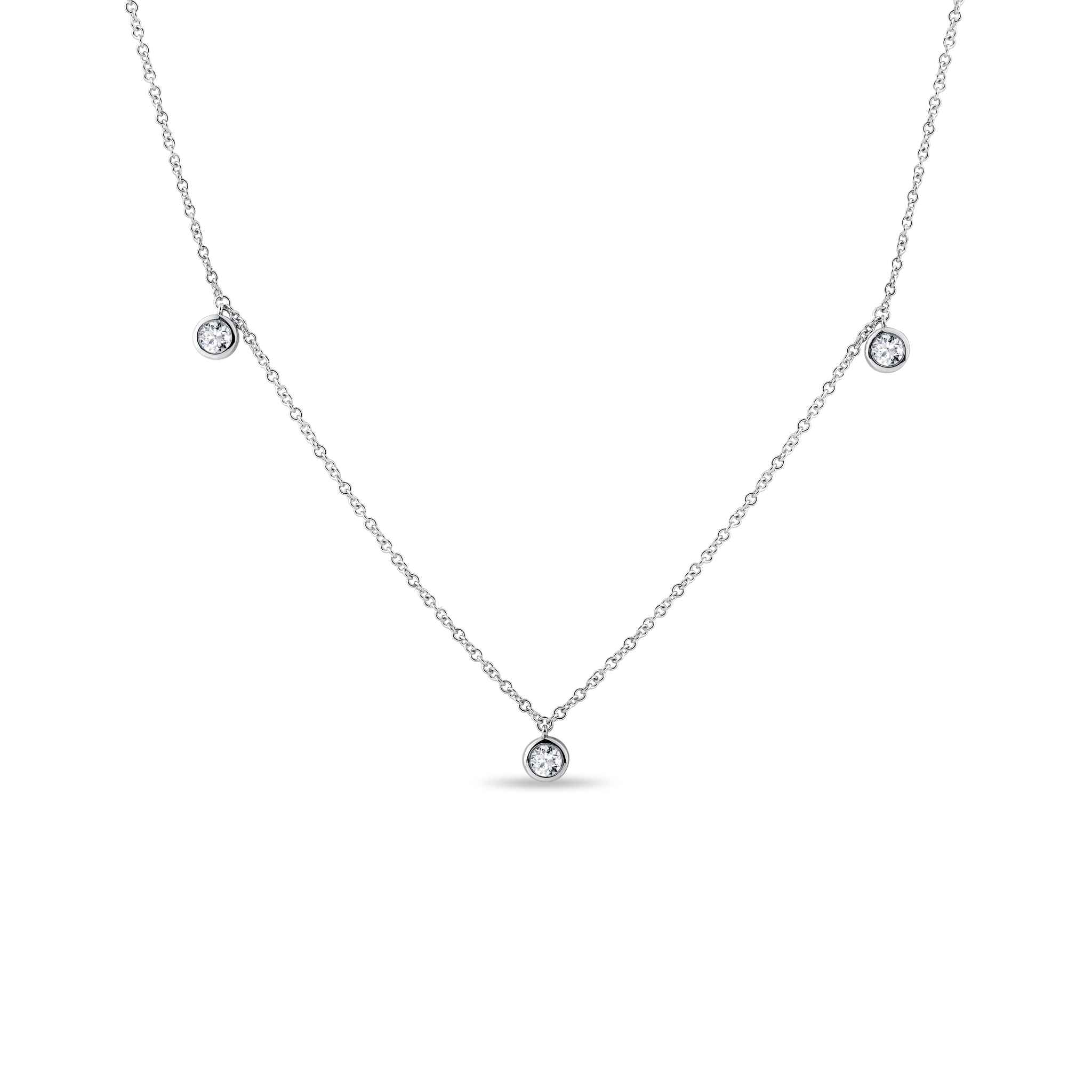 Bezeled Diamond Necklace in White Gold | KLENOTA