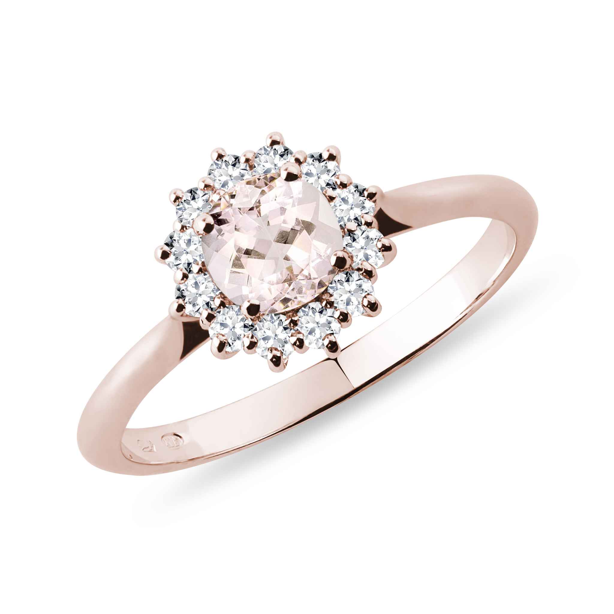 Morganit-Ring aus Roségold mit Brillanten | KLENOTA