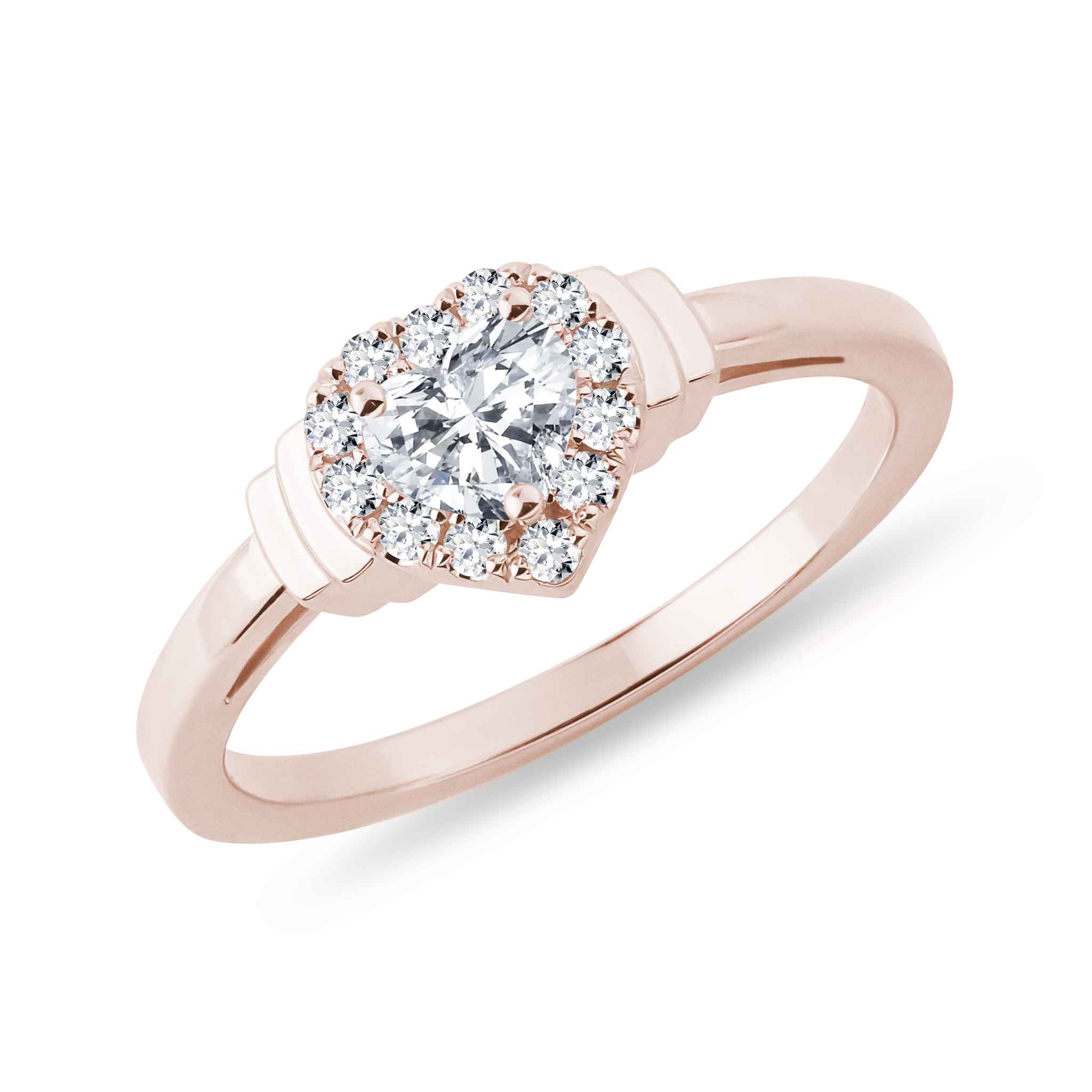 Heart Shaped Diamond Engagement Ring in Rose Gold | KLENOTA