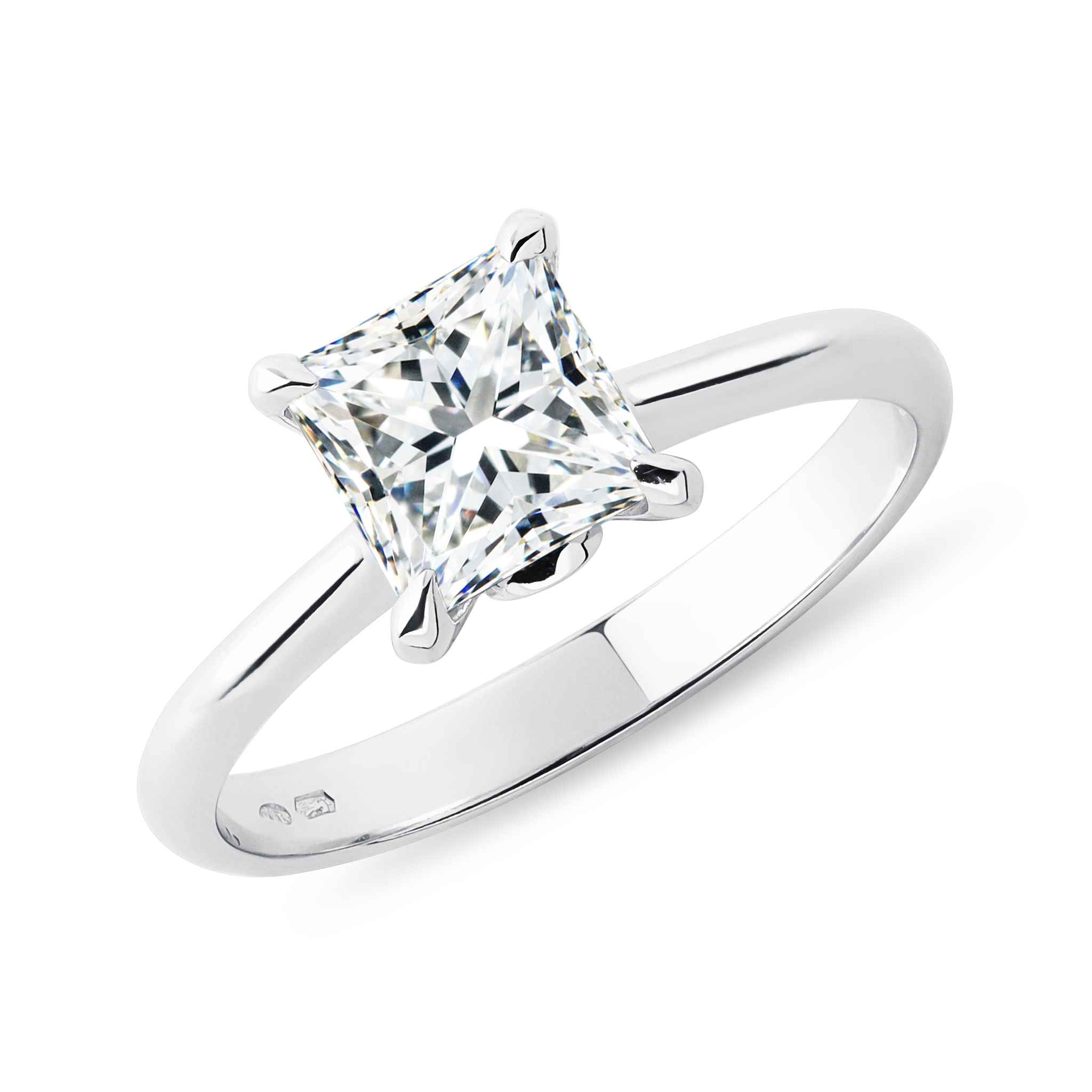 Lab Grown Princess Diamond Ring in White Gold | KLENOTA