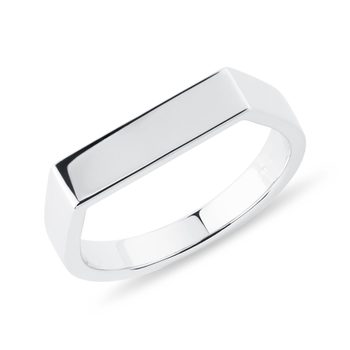 Wide White Gold Flat Top Ring | KLENOTA