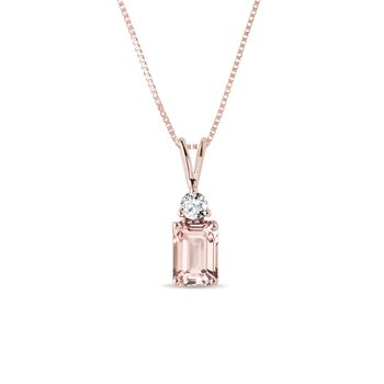 Collier en or rose avec diamants et morganite | KLENOTA