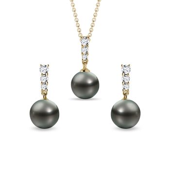 Tahitian Pearl and Diamond Gold Jewelry Set | KLENOTA