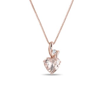 Collier cœur en or avec morganite rose | KLENOTA