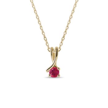 Round Ruby Gold Ribbon Necklace | KLENOTA