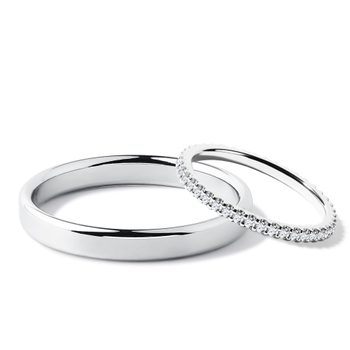 Alliances en or blanc avec bague Éternité | KLENOTA