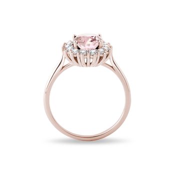 Ring with Morganite and Diamonds in Rose Gold | KLENOTA