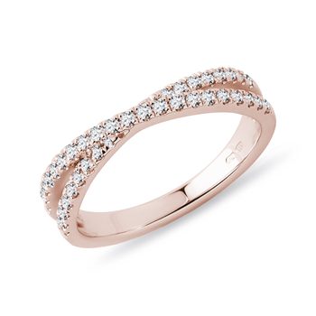 Rose Gold Diamond Crossover Wedding Ring | KLENOTA