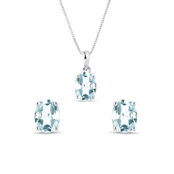 Parure de bijoux en topaze en or blanc 14 carats | KLENOTA