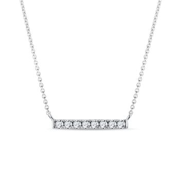 White Gold Diamond Bar Necklace | KLENOTA