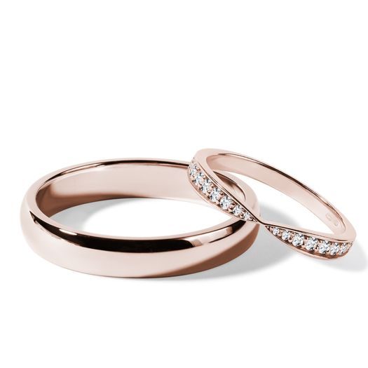 Rose Gold Wedding Band Set with Diamonds | KLENOTA