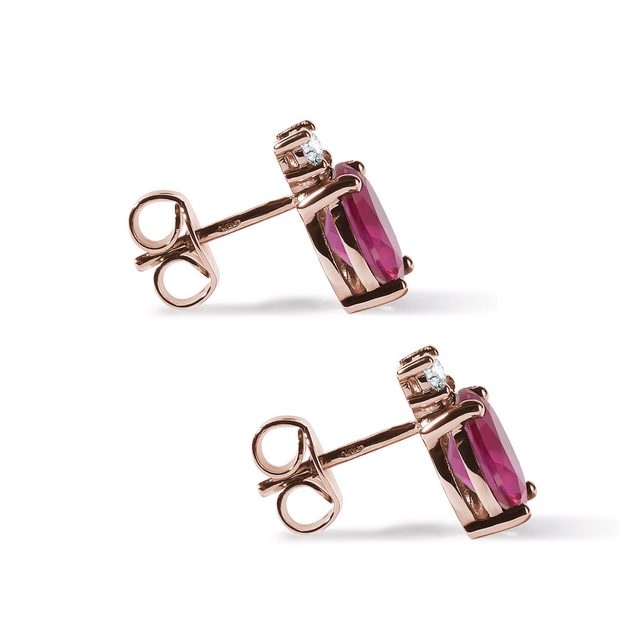 Tourmaline Earrings with Diamonds in Rose Gold | KLENOTA