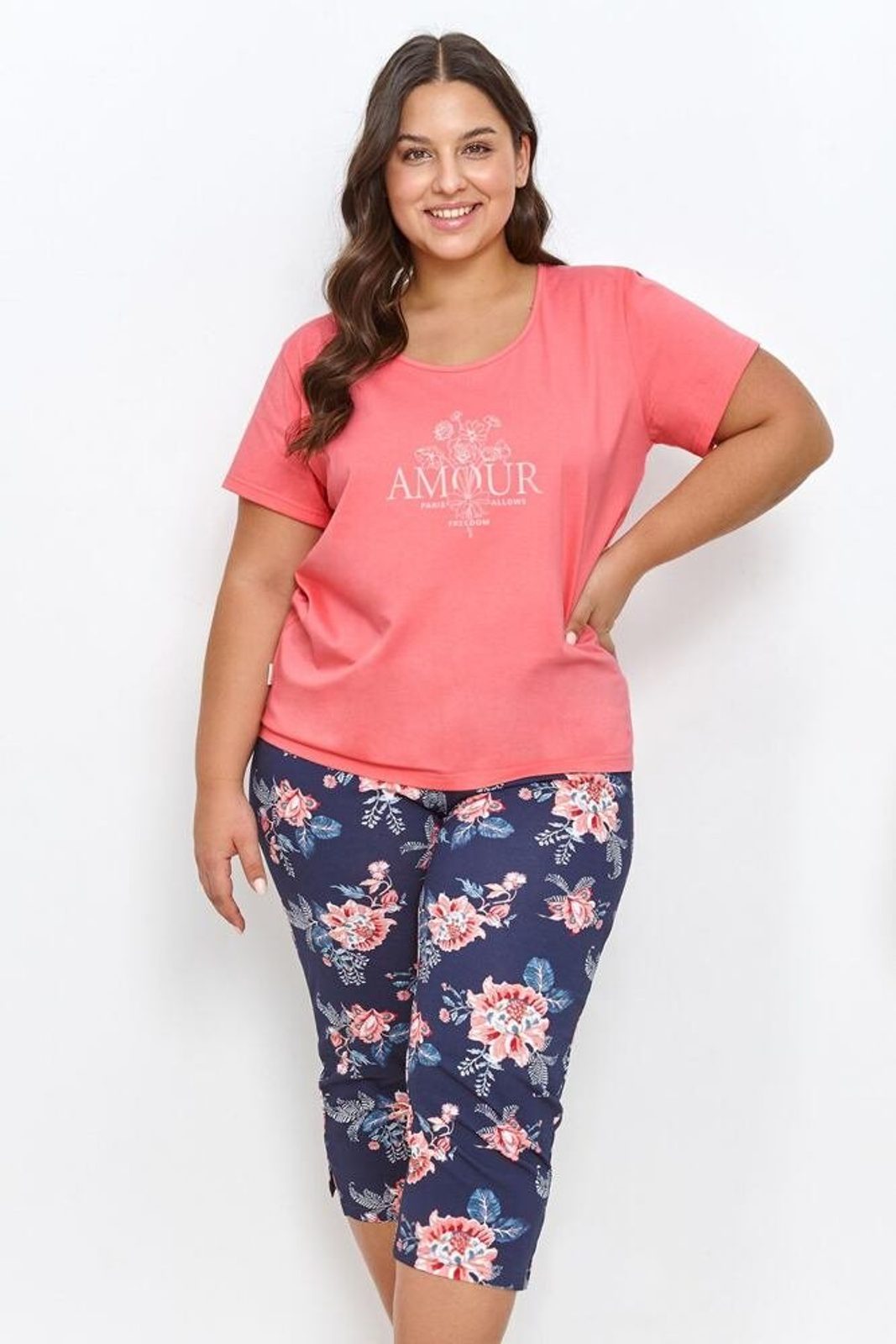 Dámské pyžamo Joyce růžové pro plnoštíhlé - Taro - Dámská pyžama XXL+ - Pyžama, Noční prádlo a ...