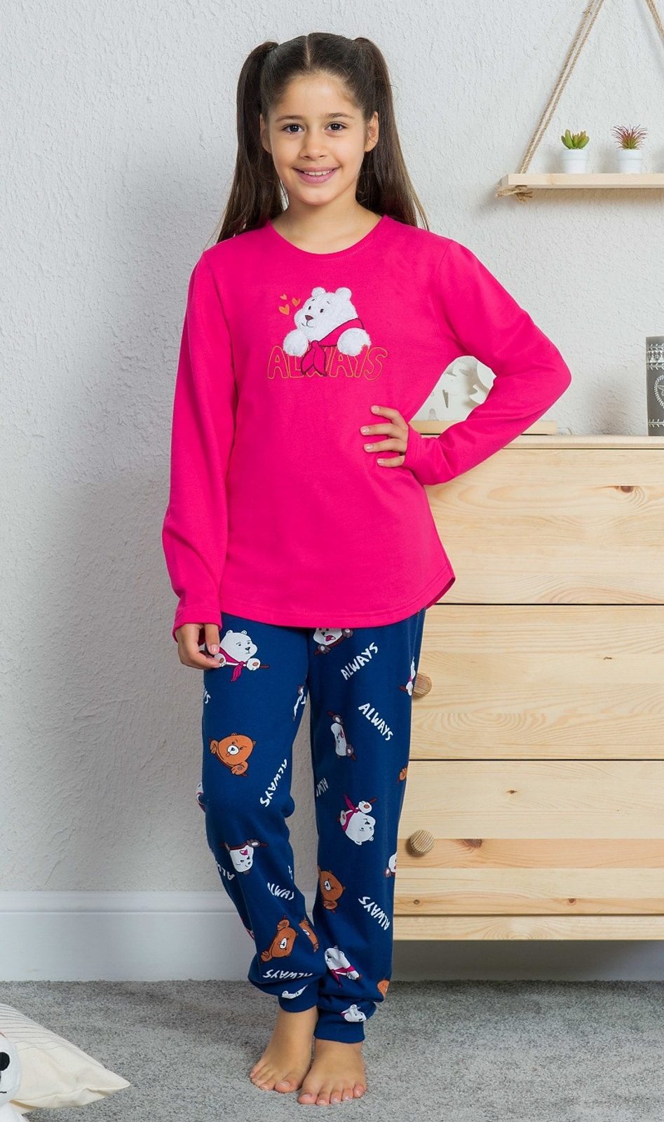 Dětské pyžamo dlouhé Méďa - světle šedá - Vienetta Kids - Dětské ...
