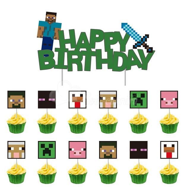 Torta és muffin topper 13db Minecraft - Cakesicq - Torta beszúrók ...