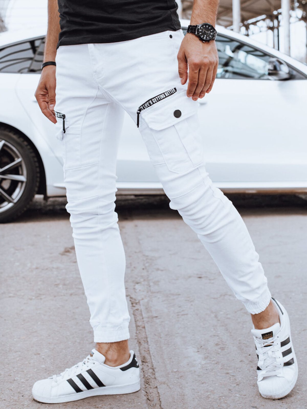 Originálne biele pánske rifle - Budchlap.sk