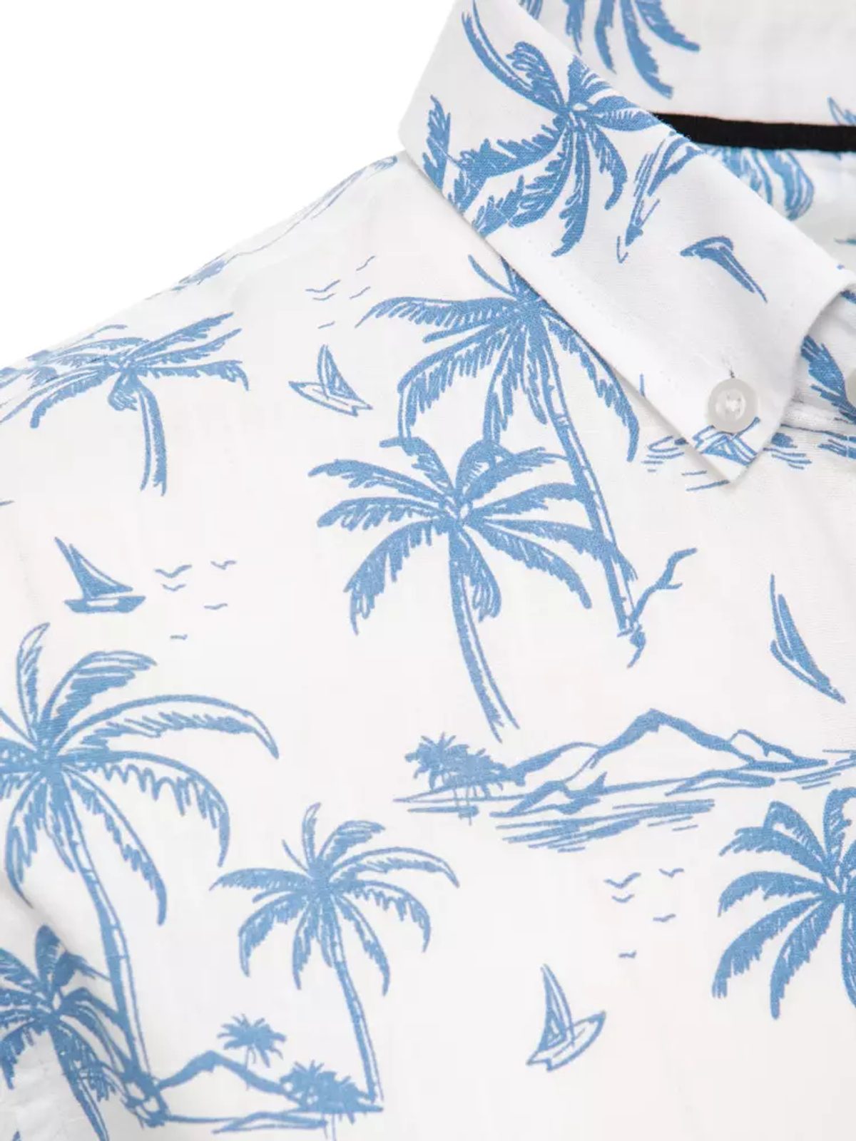 Biela pánska letná košeľa so svetlomodrou potlačou - Budchlap.sk