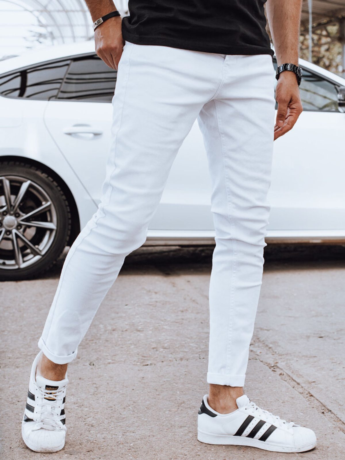 Jedinečné biele pánske rifle - Budchlap.sk