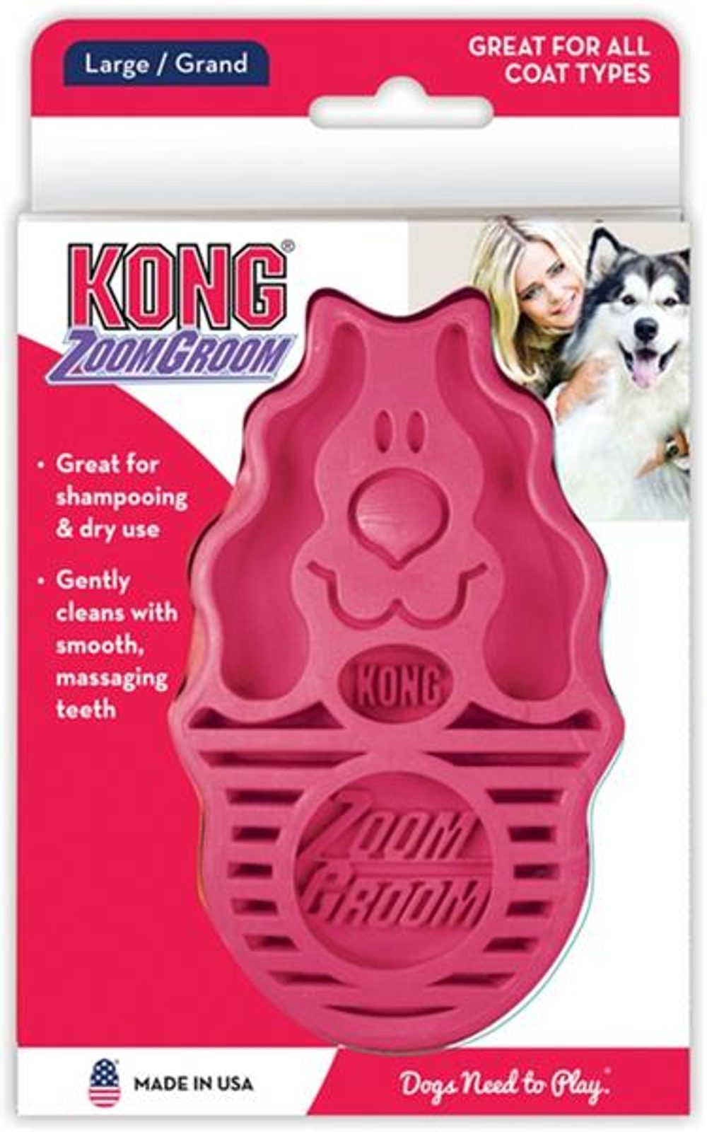 KONG Zoom Groom gumový kartáč 11cm - růžový - Kong - Hygiena - Psi ...