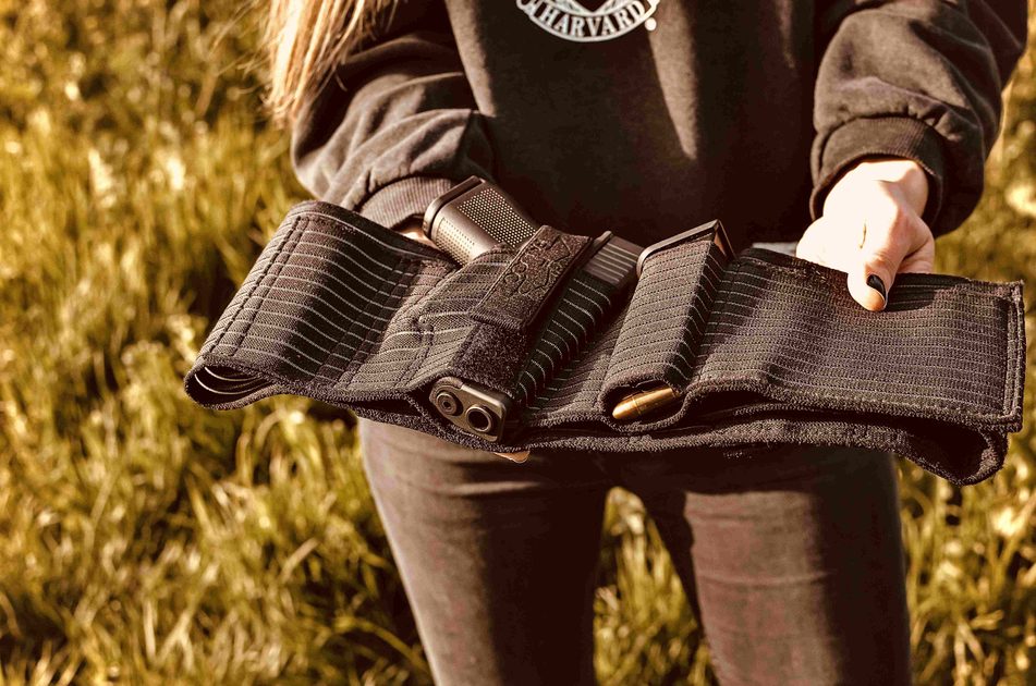 Poloprodyšný elastický pás pro skryté nošení zbraně se svítilnou Falco ...