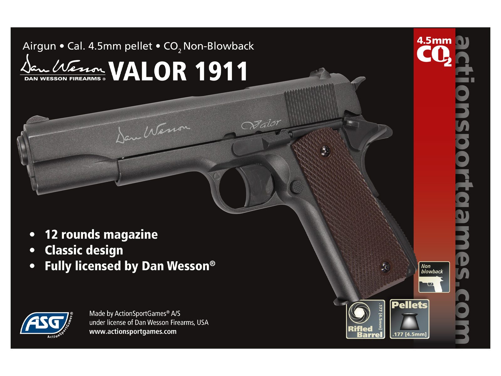 gun.cz - Vzduchová pistole Dan Wesson Valor 1911 4,5mm - ASG - CO2 pistols - Air pistols and ...